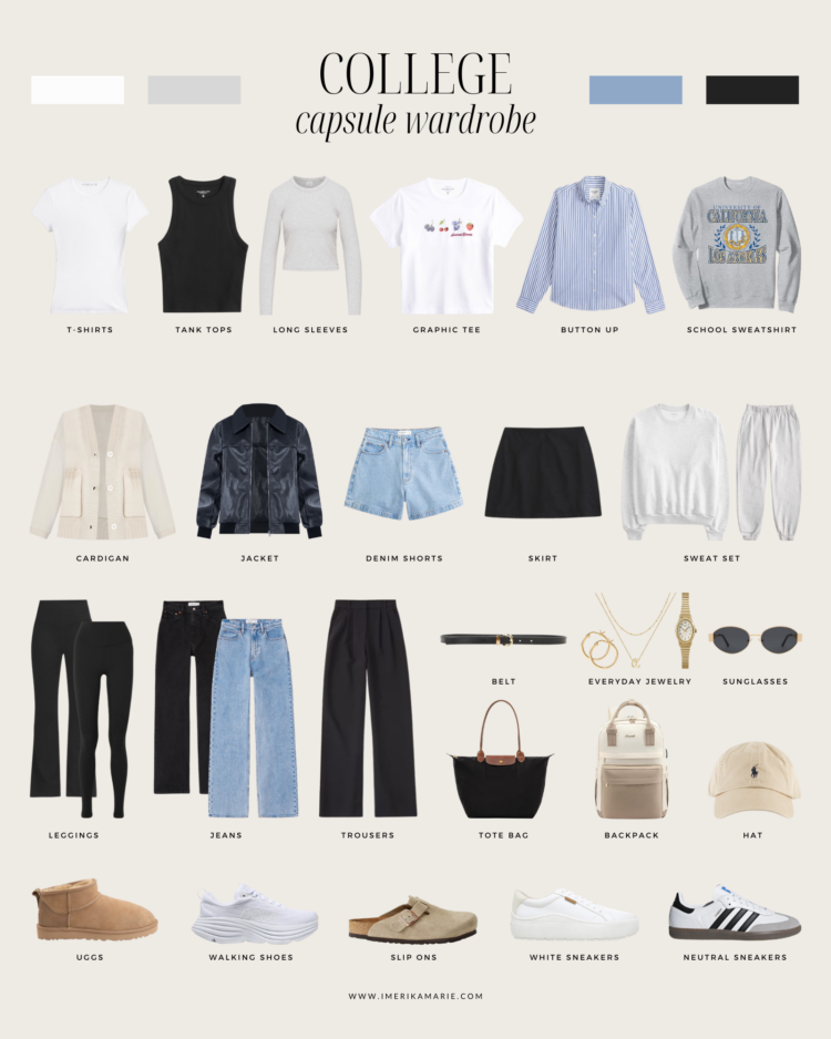 College Capsule Wardrobe + 20 Outfit Ideas | Erika Marie