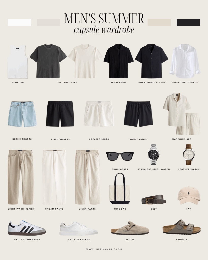 Men's Summer Capsule Wardrobe + 20 Outfit Ideas | Erika Marie