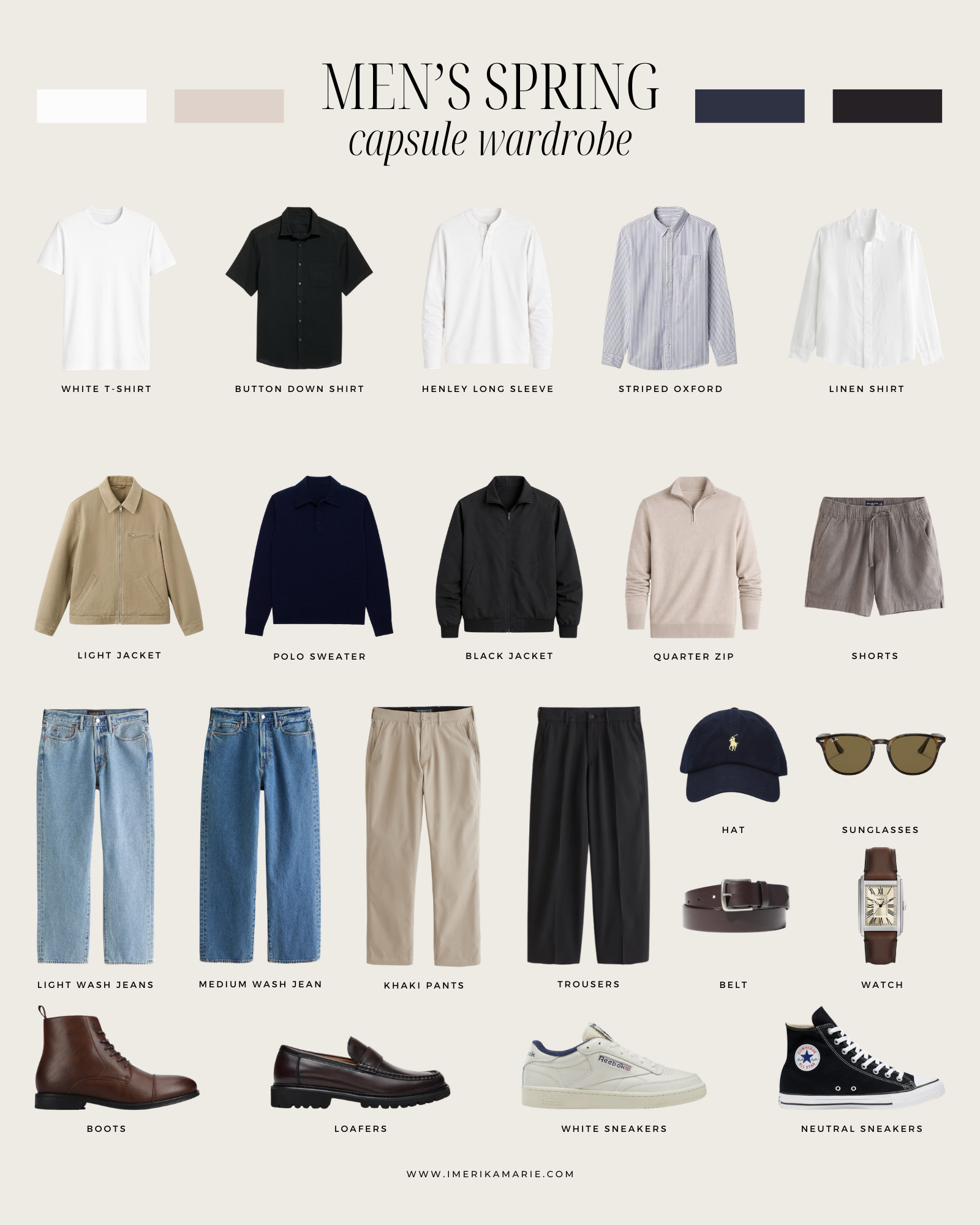 Men's Spring Capsule Wardrobe + 20 Outfit Ideas | Erika Marie