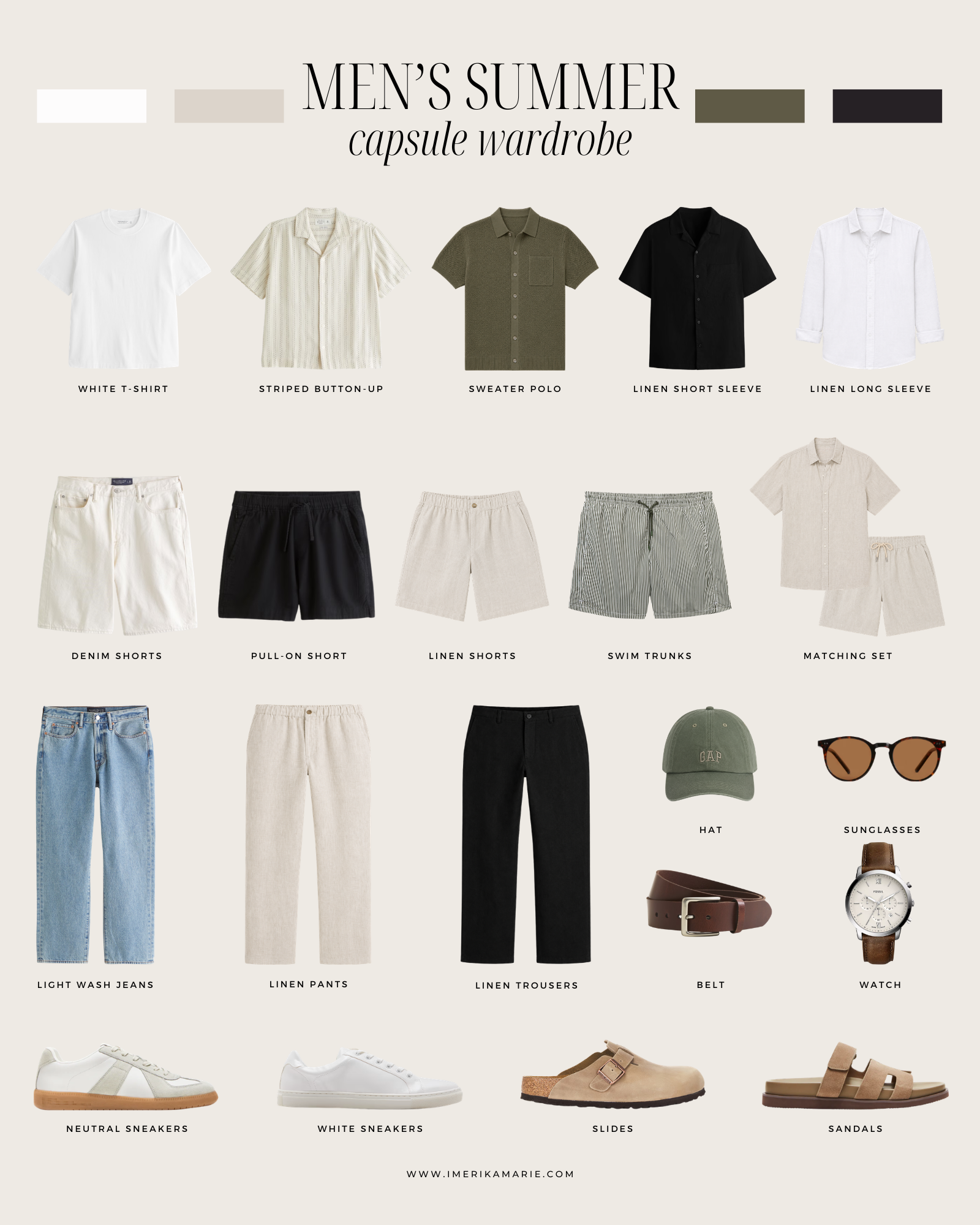 Men's Summer Capsule Wardrobe + 20 Outfit Ideas | Erika Marie